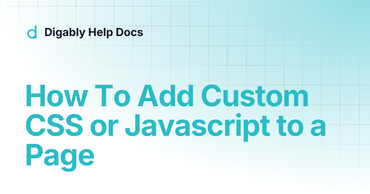 How To Add Custom CSS or Javascript to a Page | Digably Help Docs